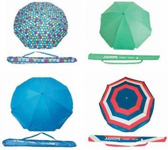 Bigbuy Parasol en aluminium - JUGATOYS - 240 cm - 8 baleines - Tissu Oxford 300D - Protection UV 50+ - Fen&ecirc;tre lat&eacute;rale
