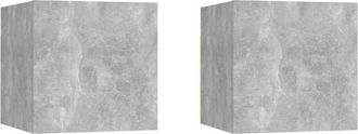 vidaXL Tables de chevet 2pcs Gris b&eacute;ton 30,5x30x30cm Bois ding&eacute;nierie Vidaxl