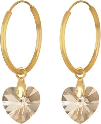 Elli Ohrringe Damen Creole Herz Liebe mit Kristalle in 925 Sterling Silber vergoldet