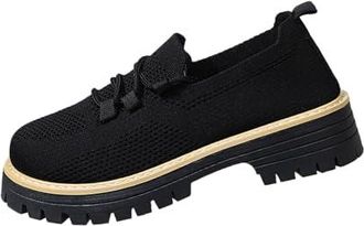 Generic Chaussures d&eacute;contract&eacute;es pour femme - Coupe large - Bout rond - Talon bas plat - Respirantes - Antid&eacute;rapantes - Lacets confortables - Mocassins d&eacute;cont