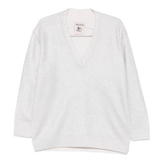 Semicouture Pull Faustina &agrave; col en V - Femme - Pulls - Gris - Taille: 38 FR