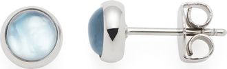 Leonardo Ohrstecker Bea grey, 1 Paar Stecker aus silberfarbenem Edelstahl, Glasstein mit unterlegtem Perlmutt in grau-blau, Schmuck Damen Geschenk, 024358