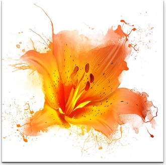 Paul Sinus Art Leinwandbilder | Bilder Leinwand 60x60cm Gelbe Wasserlilie - abstrakte Illustration