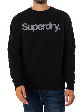 Superdry Herren Core Logo City Sweatshirt mit Rundhalsausschnitt Schwarz XXL