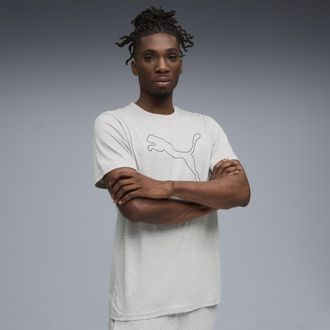 Puma TAD ESSENTIALS Meliertes T-Shirt mit Cat Logo Herren, Kleidung, Grau, 3XL
