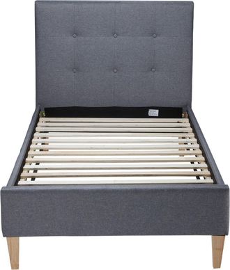 Homestyle4u 1986, Polsterbett 90x200 Grau Bettgestell mit Lattenrost Bett Einzelbett