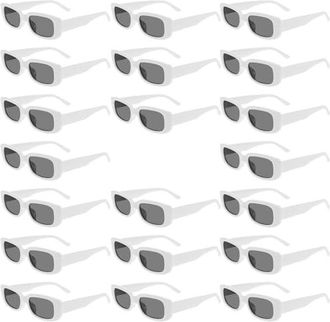 Holibanna Yardenfun Lot de 20 set de Lunettes de Soleil Unisexes en Plastique L&eacute;ger Blanc et Gris Protection UV Style Minimaliste pour Adultes pour Festivals Vo
