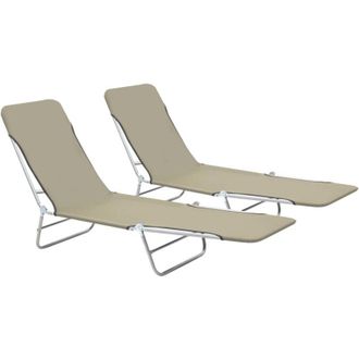 vidaXL Vidaxl - Chaises longues pliables lot de 2 Acier et tissu Taupe