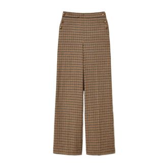 Twinset Elegante Kamel & Schwarze Wollhose - - Trousers - Damen - Braun - M