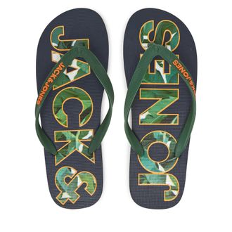 Jack & Jones Zehentrenner Jack & Jones Jfwlogo Palm Print Flip Flop Ln 12230642 Dunkelblau