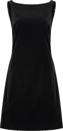 Lauren Ralph Lauren robe courte en velours brodée de perles - Noir