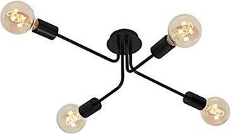 Briloner Briloner Leuchten - Deckenleuchte 4-flammig, Deckenlampe, retro, vintage, 4x E27 - max. 60 Watt, Metall, Schwarz, 660x445x185mm (LxBxH)