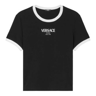 Versace T-Shirt mit Logo-Motiv - - Tops - Damen - Schwarzk - XS
