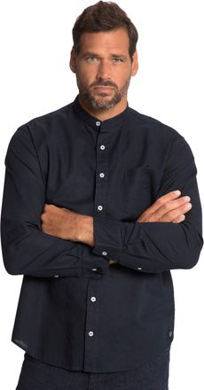JP1880 Herren große Größen Übergrößen Menswear L-8XL JP1880 Hemd, Langarm, Leinenmix, Stehkragen, Modern Fit, bis 8 XL dunkel Marine L 790394730-L