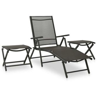 vidaXL 3-tlg. Garten-Lounge-Set Textilene und Aluminium Schwarz - Vidaxl