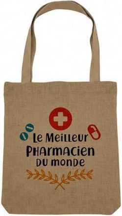 Fabulous Sac Shopping Tote Bag Aspect Lin - Le Meilleur Pharmacien du Monde Pharmacie M&eacute;dicament Sant&eacute; - Sac de Courses Toile Epaisse 360g Beige Naturel Cabas 