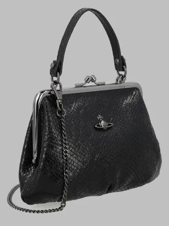 Vivienne Westwood Womens Handbag Granny Frame Black Calf Leather Handbags Hand Bags
