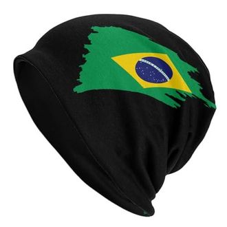 Generic Homme Femme Bonnets Tricot&eacute; Drapeau Br&eacute;silien Bonnet dhiver Doux Bonnet &Agrave; Revers Chaud Bonnets De Ski pour Quotidien Ski Course