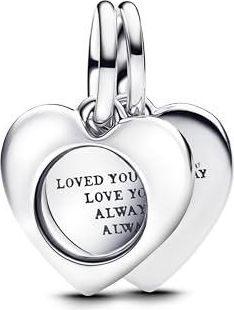 Pandora Moments 793671C00 Pendentif double breloque en forme de coeur avec loupe en argent sterling Compatible avec les bracelets Moments et ME