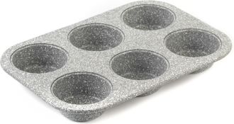 Salter BW02778G Marblestone 6 tassen Muffin-Backform - Antihaftbeschichtet Backblech, für Cupcakes, Brownies, Formen