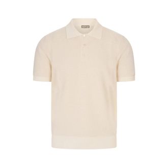 Canali Homme, Tops, Beige, Taille: M Polo en coton microstructur&eacute;