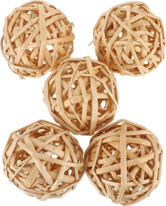 SOLUSTRE 5 St&uuml;ck Rattan Dekokugeln 5cm Geflochtene Weidenb&auml;lle aus Nat&uuml;rlichem Material Dekorative Tischdeko f&uuml;r Party Hochzeit und Wohnraumgestaltung