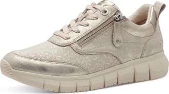 Tamaris Comfort Damen Sneaker flach aus Leder mit Reißverschluss, Gold (Cloudy Gold), 38 EU