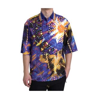 Dolce & Gabbana Luminaire Print Baumwoll-Polo-Top - - Shirts - Herren - Mehrfarbig - L