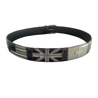 Paolo Vitale Homme, Accessoires, Noir, Taille: 100 CM Ceinture Faite Main en Noir/Gris