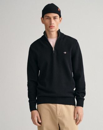 GANT Troyer CASUAL COTTON HALF ZIP mit grafischer Logostickerei auf der Brust
