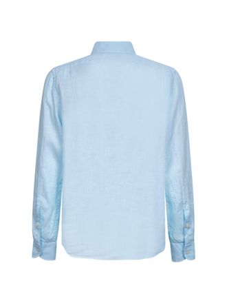 MC2 Saint Barth Mens Shirt Raphael Light Blue Linen