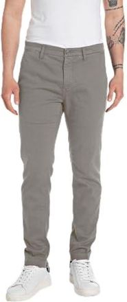 Replay Replay Hommes Chino Zeumar Slim-Fit X-Lite Plus, Gris Moyen 176 (Grau), 30W / 32L