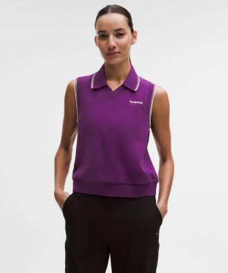 lululemon Cotton-Blend Golf Vest f&uuml;r Frauen - Gr&ouml;&szlig;e XL in Ultra Plum/Light Ivory