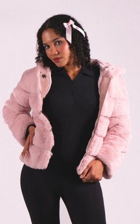 Passioni Fellimitatjacke Faux Fur Jacke mit Kapuze