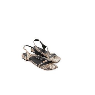 Souliers Martinez Flache Ledersandalen - Beige