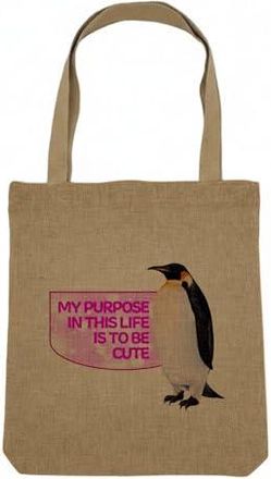 Fabulous Sac Shopping Tote Bag Aspect Lin - My Purpose Pingouin Cute Collage Vintage Illustration Art Animal Parodie Humour - Sac de Courses Toile Epaisse 360g