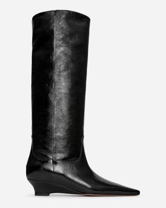 Arket Stiefel Aus Gl&auml;nzendem Leder -Schwarz