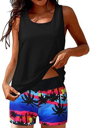 Generic Tankini Femme Ensemble Maillot de Bain Deux Pi&egrave;ces Ventre Maillot de Bain Push Up Maillots de Bain Simple &Eacute;l&eacute;gant Short de Bain Haut de Bain Maillot d