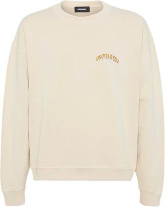 Dsquared2 Homme, Sweatshirts et sweats à capuche, Beige, Taille: M Sweat Beige Coupe Large Col Rond