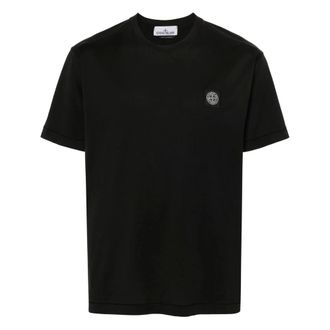 Stone Island Homme, Tops, Noir, Taille: M T-Shirt D&eacute;contract&eacute; en Coton
