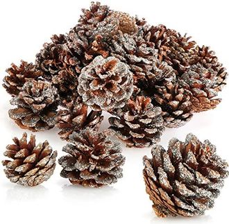 Com-Four 30x Pommes de pin avec Paillettes argent&eacute;es - Pommes de pin comme d&eacute;coration de No&euml;l - d&eacute;coration de c&ocirc;ne avec Paillettes - d&eacute;coration Scatter (30 pi&egrave;