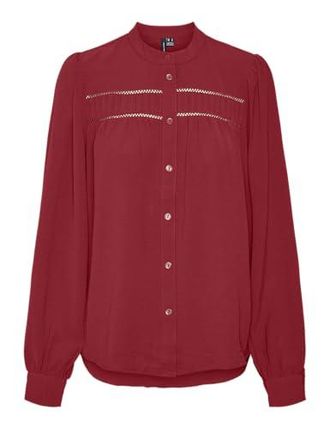 Vero Moda Lace Vmemma Ls T-Shirt en Dentelle WVN GA Noos, Rouge Karanda, M Femmes