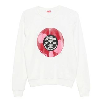 Kenzo Femme, Sweatshirts et sweats &agrave; capuche, Blanc, Taille: 38 FR SweaT-shirt &agrave; imprim&eacute; graphique Raglan
