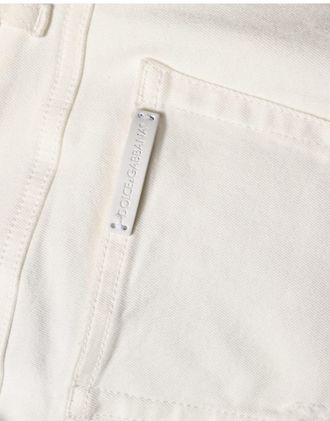Dolce & Gabbana Womens White Tattered Skinny Cotton Denim Jeans Elastane Clothing