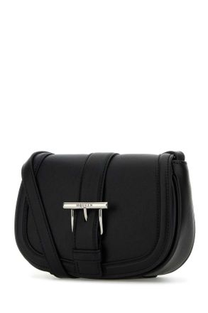 Alexander McQueen Womens Black Leather Mini Satchel Crossbody Bag Blacksilver T-Bar Borse A Tracolla