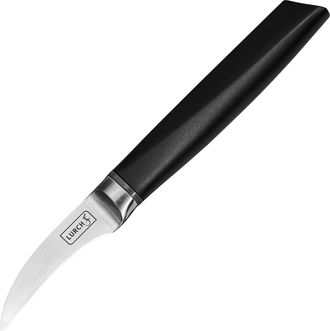 Lurch 230450 TANGO Schälmesser mit 6cm gebogener Klinge aus korrisionsbeständigem 3CR14 Messerstahl, Schwarz, Edelstahl