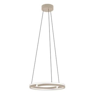 Eglo LED H&auml;ngelampe Mezzomonte, Esstisch Pendelleuchte dimmbar mit Fernbedienung, Deckenlampe h&auml;ngend, Esszimmerlampe Metall in Sandfarben und Wei&szlig;, warmwe