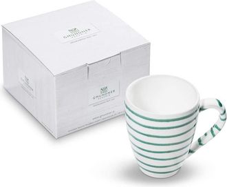 Gmundner Keramik Frühstücksbecher Max Füllmenge : 0.3 Liter Grüngeflammt Geschirr, handgemacht in Österreich