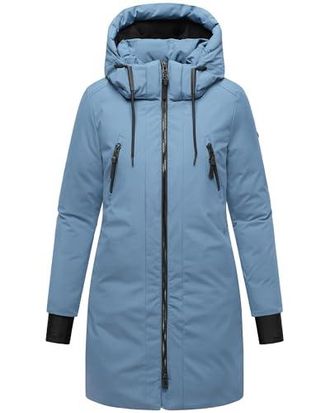 Navahoo Manteau dhiver tendance pour femme - Parka chaude avec capuche (amovible) et bretelles de sac &agrave; dos &agrave; lint&eacute;rieur - 14 S-6XL, Vieux bleu, M