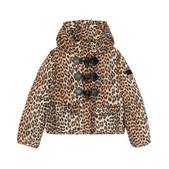 Ganni Mini Puffer im Leoparden-Nylon - - Jackets - Damen - Mehrfarbig - XS